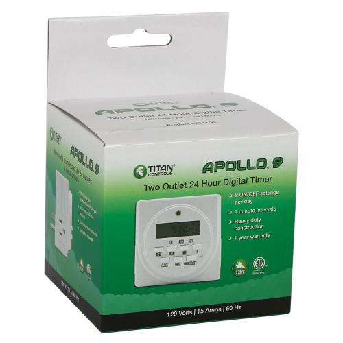 Titan Controls Apollo 9 120V -Two Outlet Digital Timer – Tree of Life Inc.